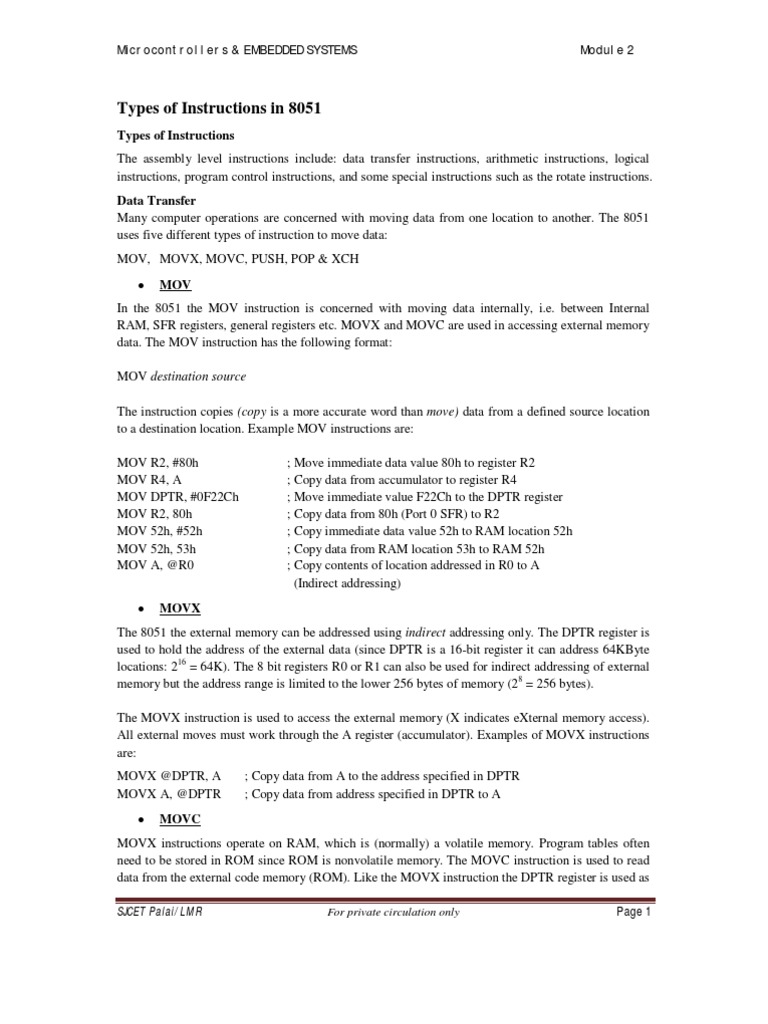 Types of Instructions | PDF | Instruction Set | Subtraction
