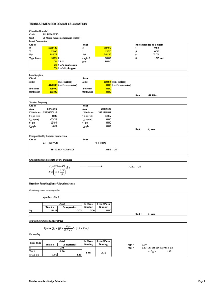 Tubular Member Design Calculation | PDF