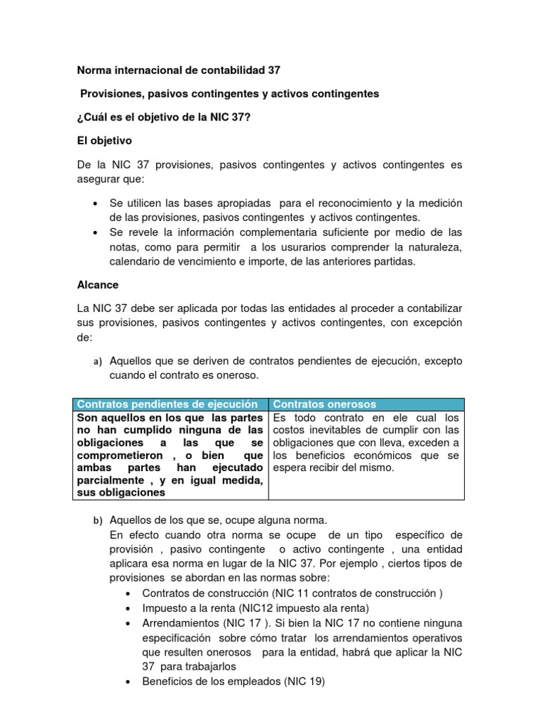 Norma Internacional de Contabilidad 37 - NIC 37 | PDF | Beneficio ...