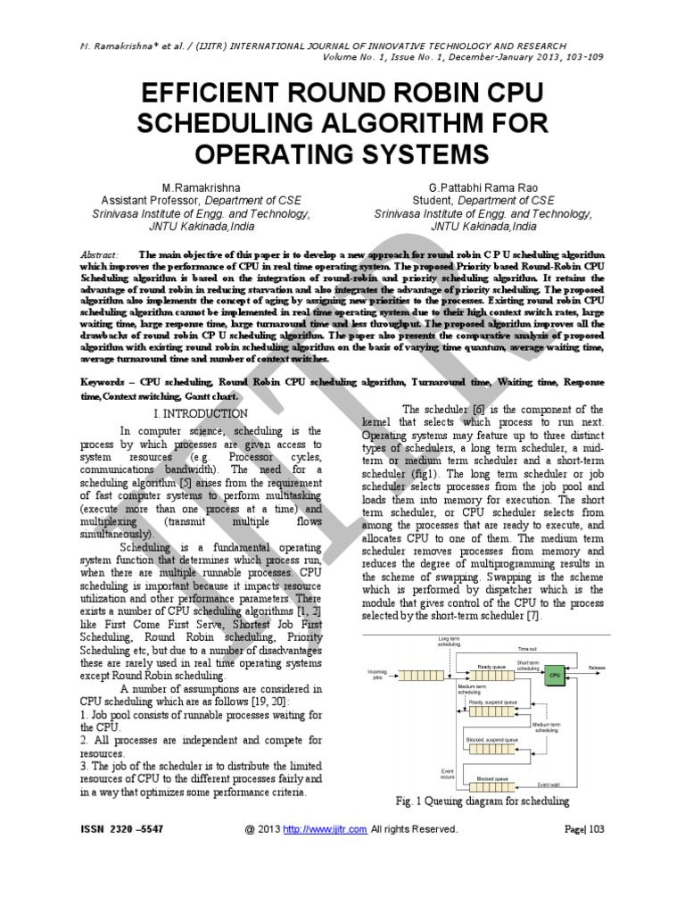 Efficient Round Robin Cpu Scheduling Algorithm For Operating Systems | PDF | Scheduling ...