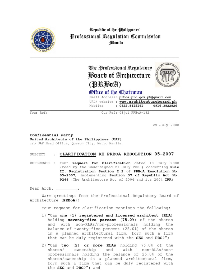 Res - Clarification Re Prboa Resolution 05-2007 | PDF | Corporations ...
