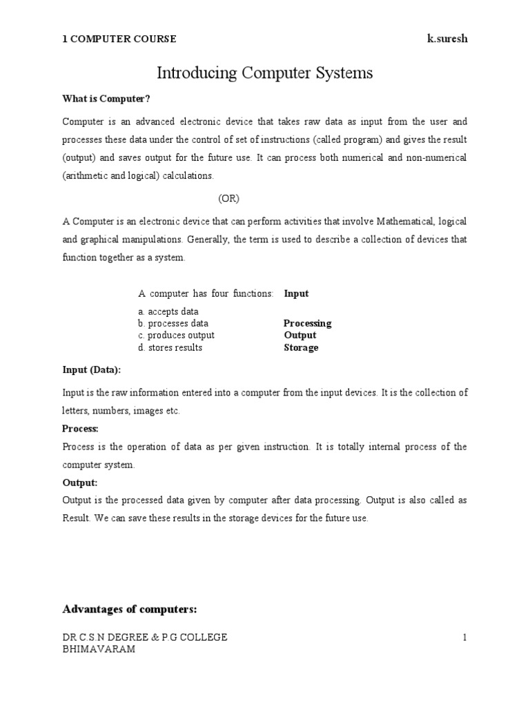 Computer Course | Download Free PDF | Printer (Computing) | Computer Keyboard