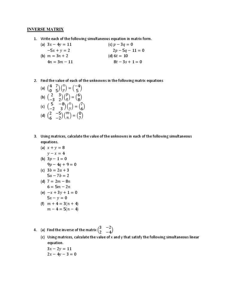 Inverse Matrix PDF