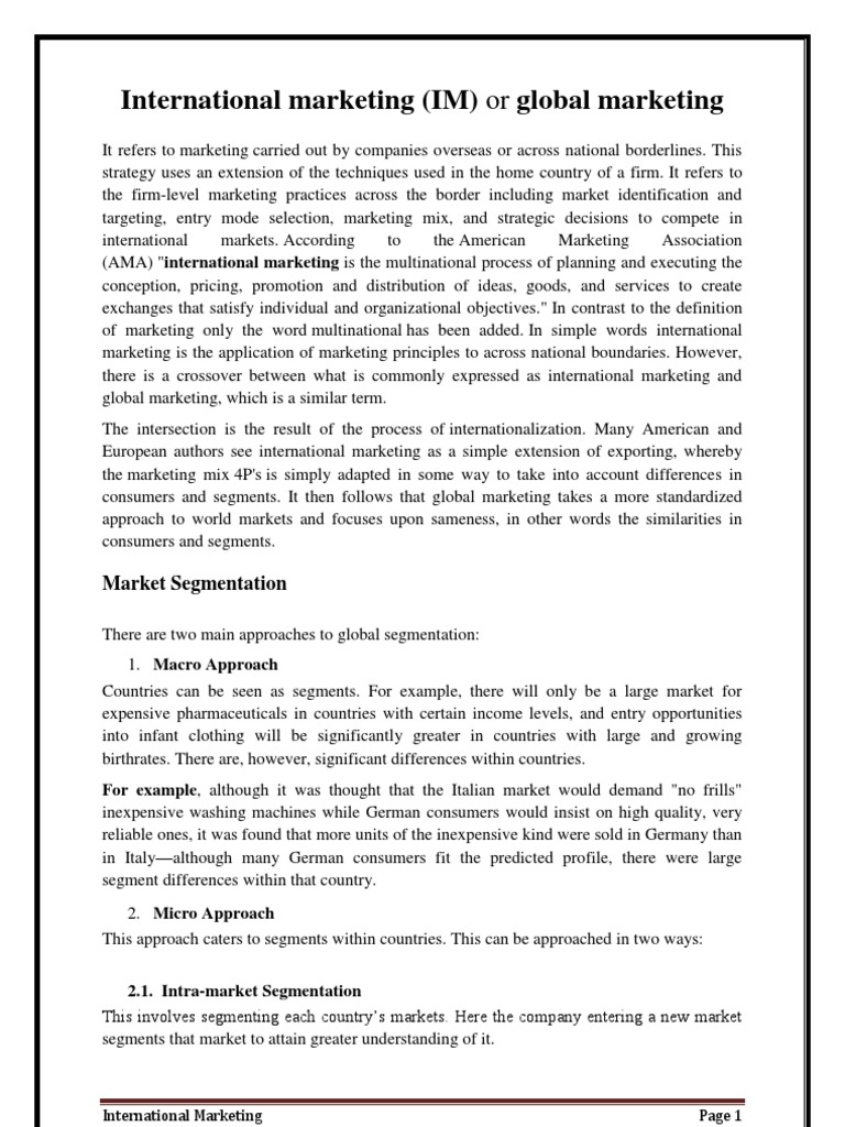 International Marketing | PDF | Strategic Management | Exports