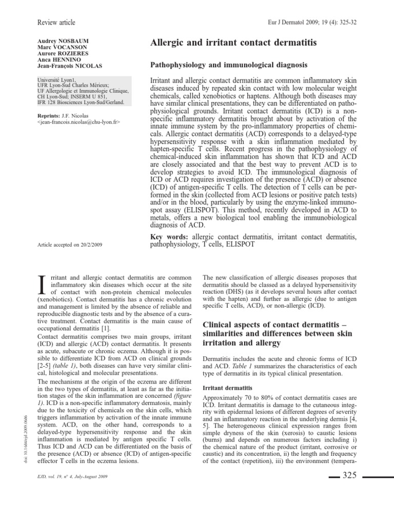Contact Dermatitis: ICD vs ACD Analysis | PDF | Immune System ...