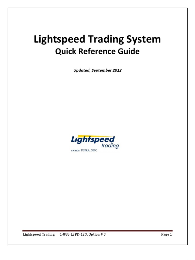 Lightspeed Quick Reference Guide | PDF | Option (Finance) | Computer ...