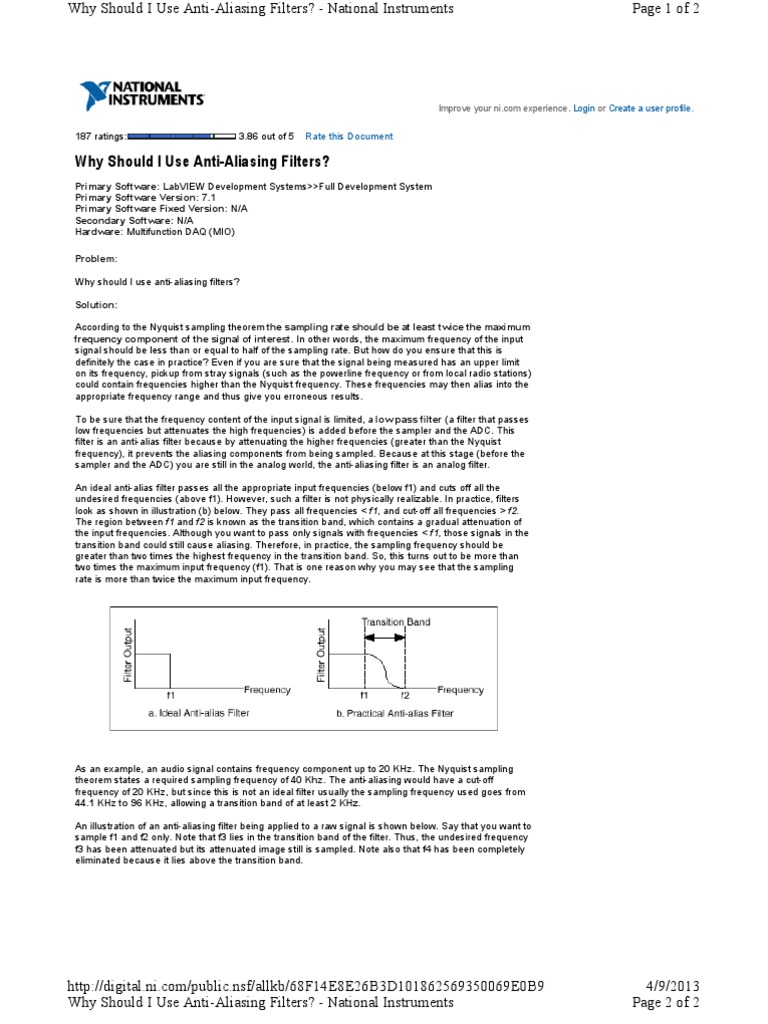 Why Should I Use Anti-Aliasing Filters | PDF | Sampling (Signal Processing) | Filter (Signal ...
