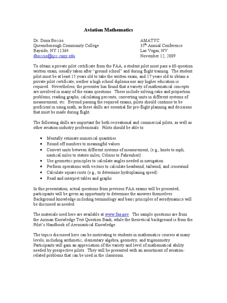 Aviation Mathematics | PDF | Visual Flight Rules | Test (Assessment)