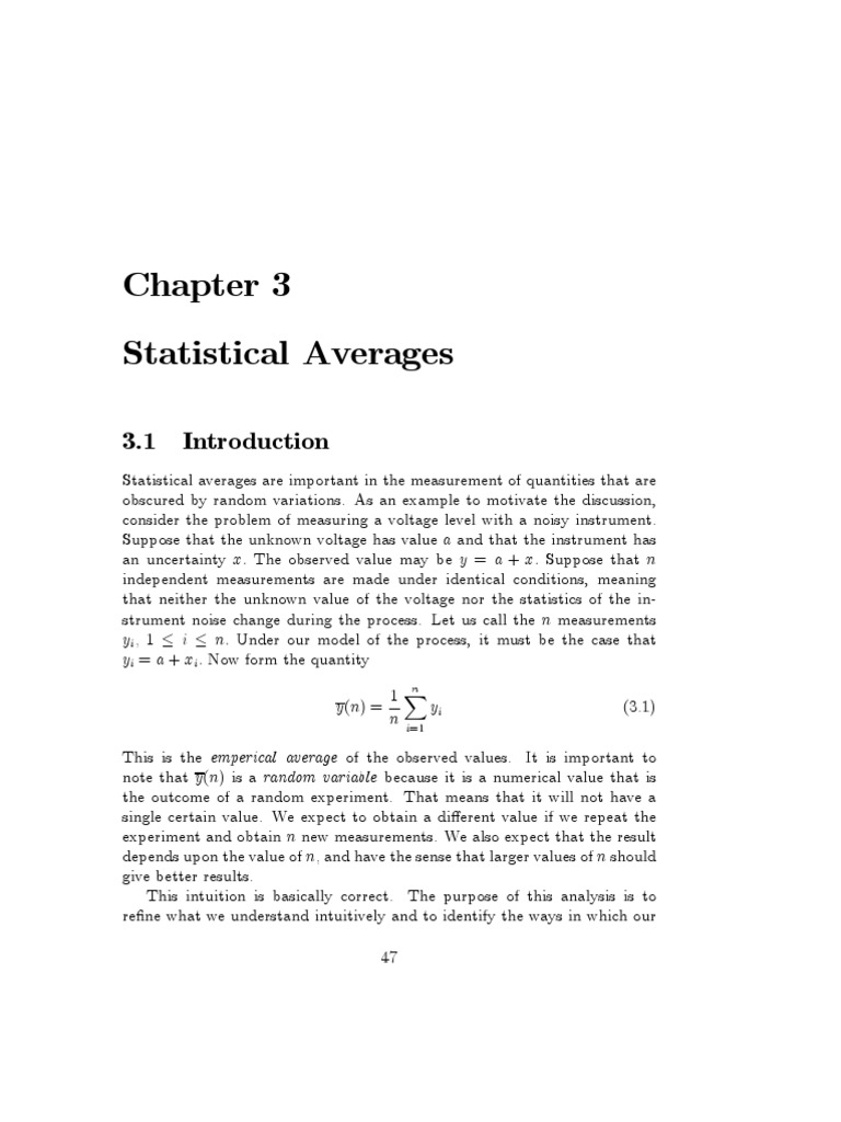 Statistical Averages Explained | PDF | Expected Value | Probability ...