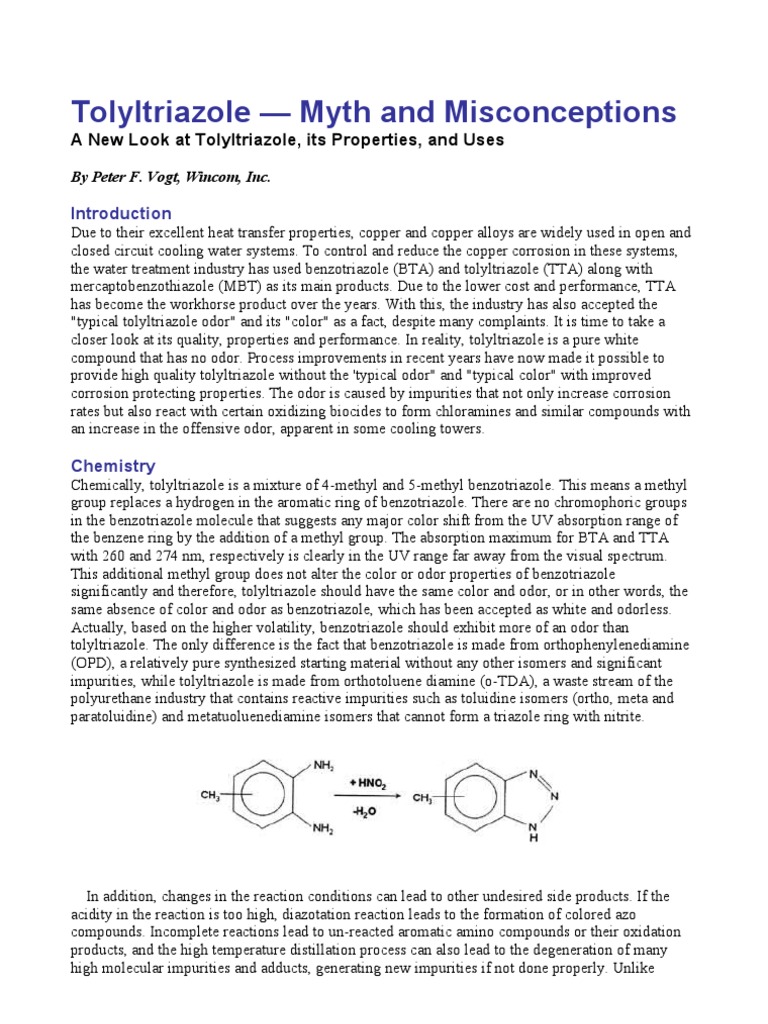 Tolyltriazole - Myth and Misconceptions | PDF | Chlorine | Bleach