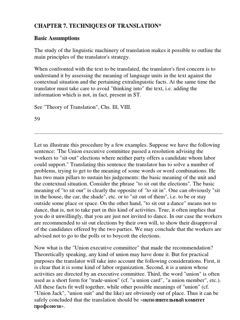 Chapter 7. Techniques of Translation | PDF | Translations | Semantics