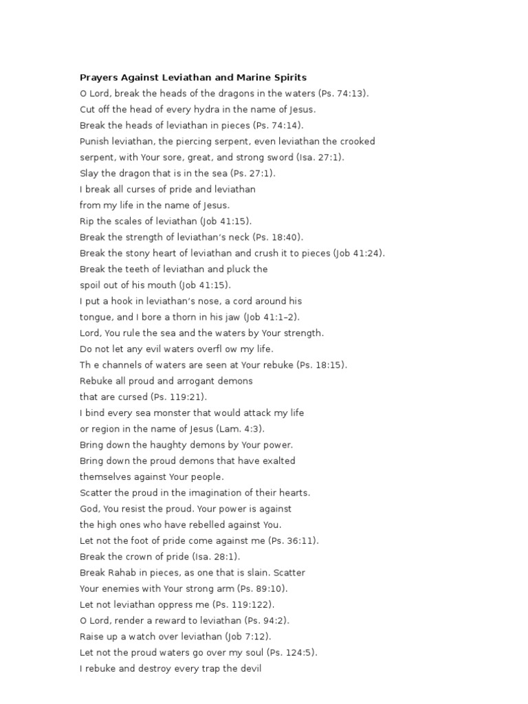 Prayers Against Leviathan and Marine Spirits | Jesus In Islam ...