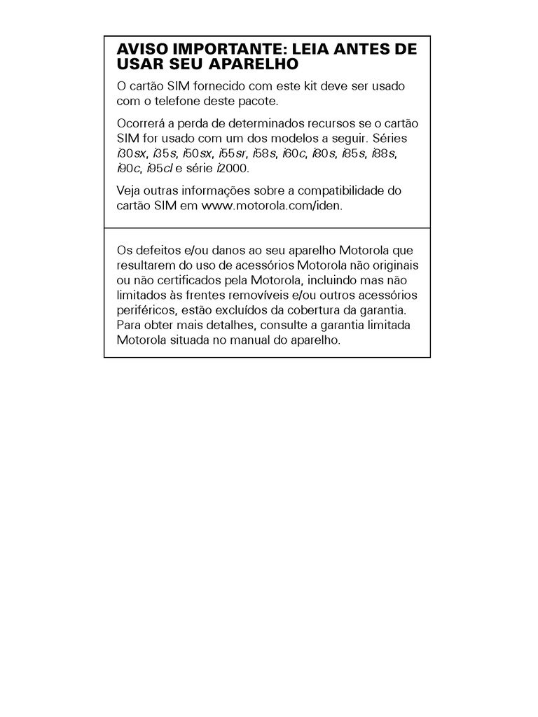 Motorola I290 I425 Nextel Mororola | PDF | USB | Cartão SIM