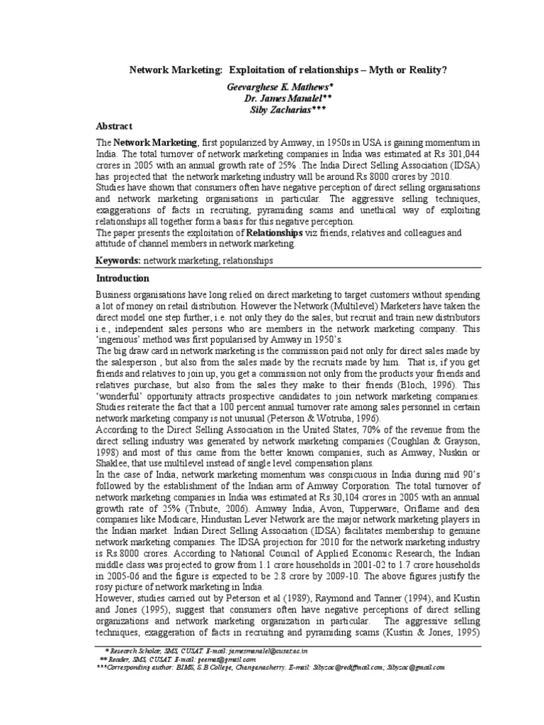 An Analysis of Relationship Exploitation in Network Marketing ...