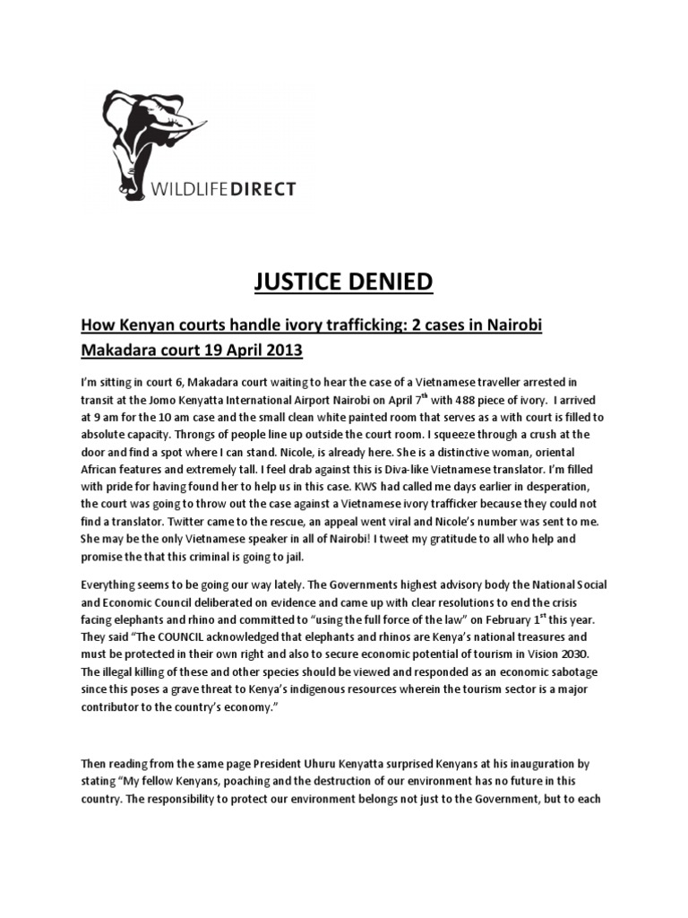 Justice Denied - How Kenyan Courts Handle Ivory Trafficking | PDF ...