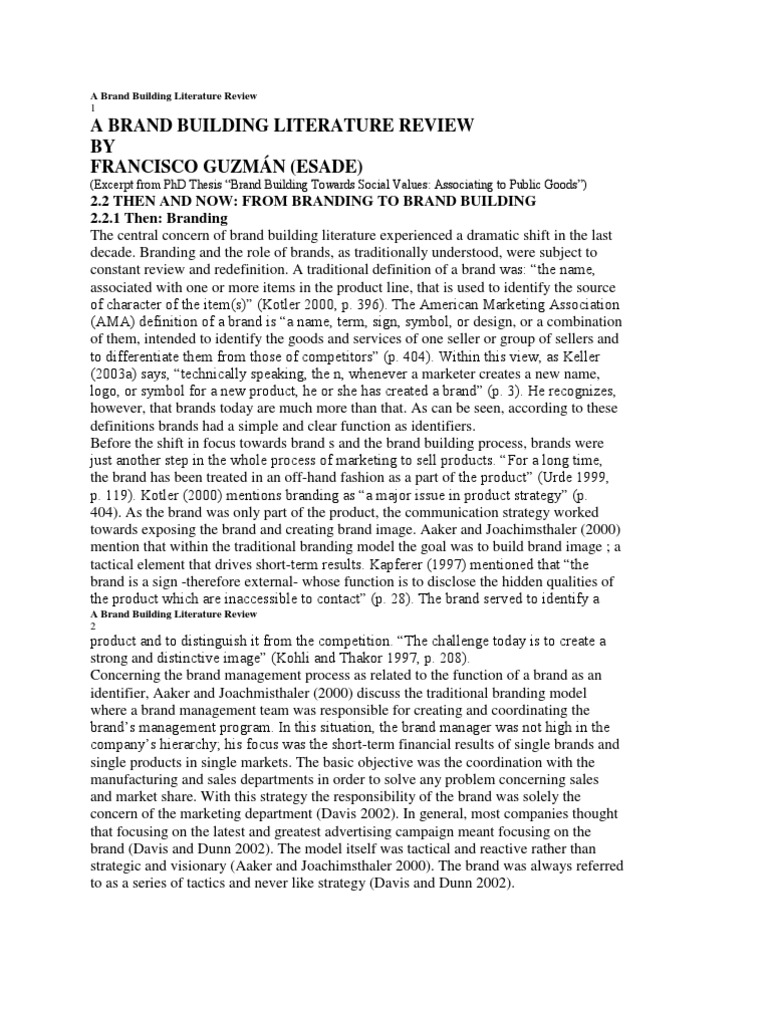 A Brand Building Literature Review | PDF | Brand | Strategic Management