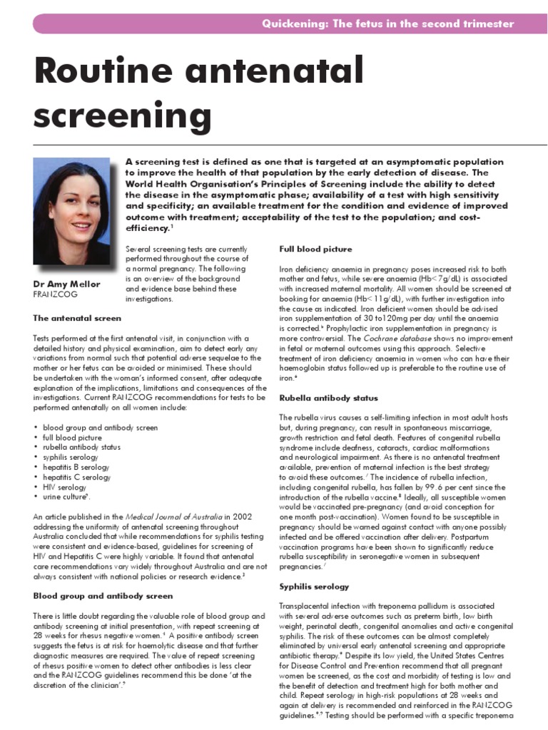 Routine Antenatal Screening DR - Amy Mellor | Download Free PDF ...