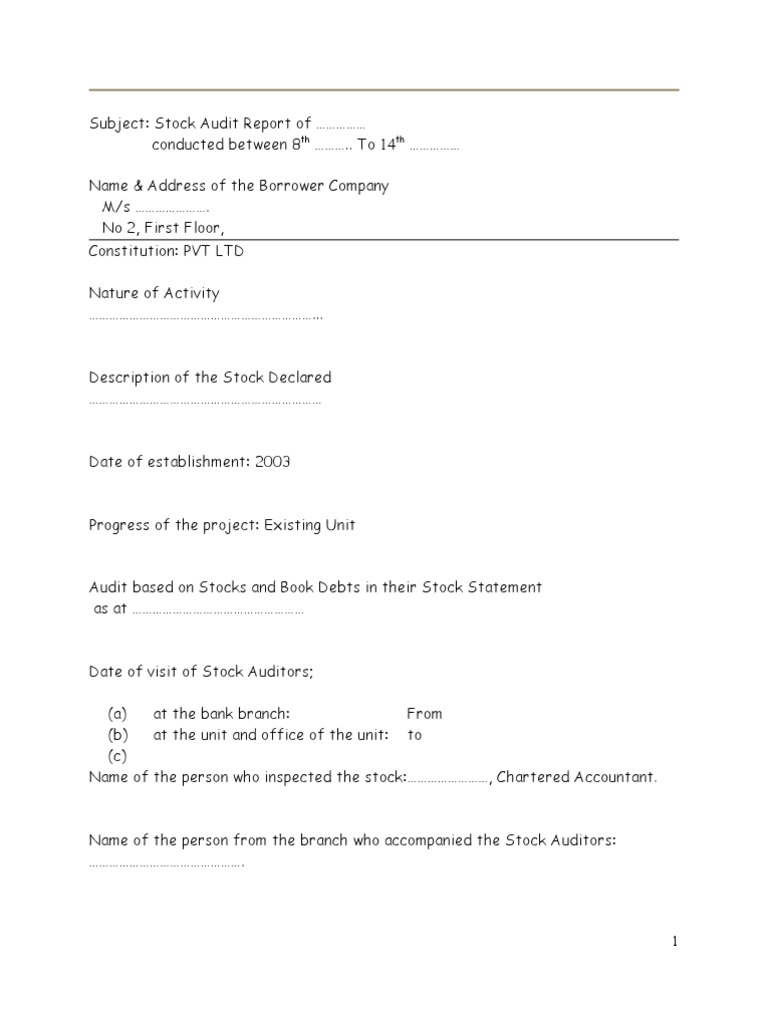 22 Stock Audit Report Format | Download Free PDF | Debits And Credits ...