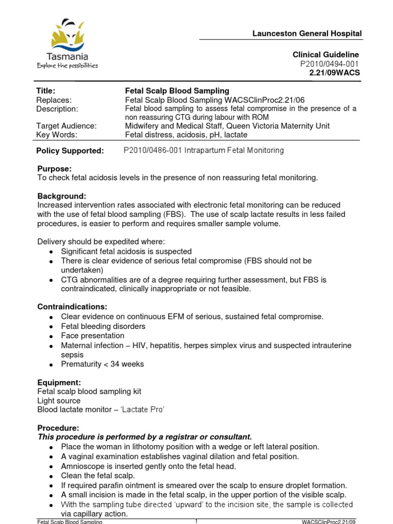 Fetal Scalp Blood Sampling | PDF | Midwifery | Childbirth