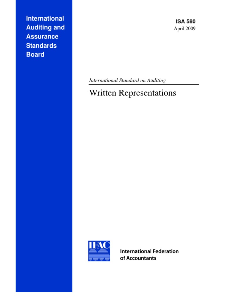 ISA 580 Standalone 2009 Handbook | PDF | Auditor's Report | Going Concern