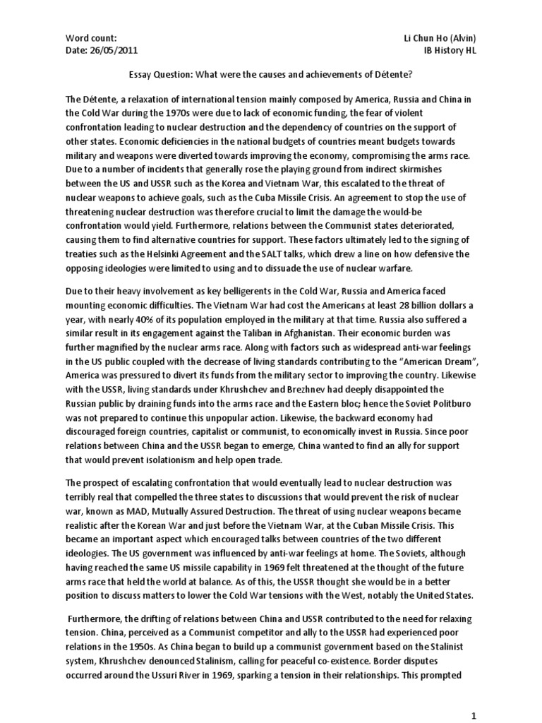 Essay Question What Were The Causes and Achievements of Détente ...