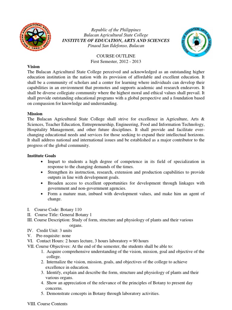 Course Outline in Botany 101 | PDF | Plant Stem | Plants