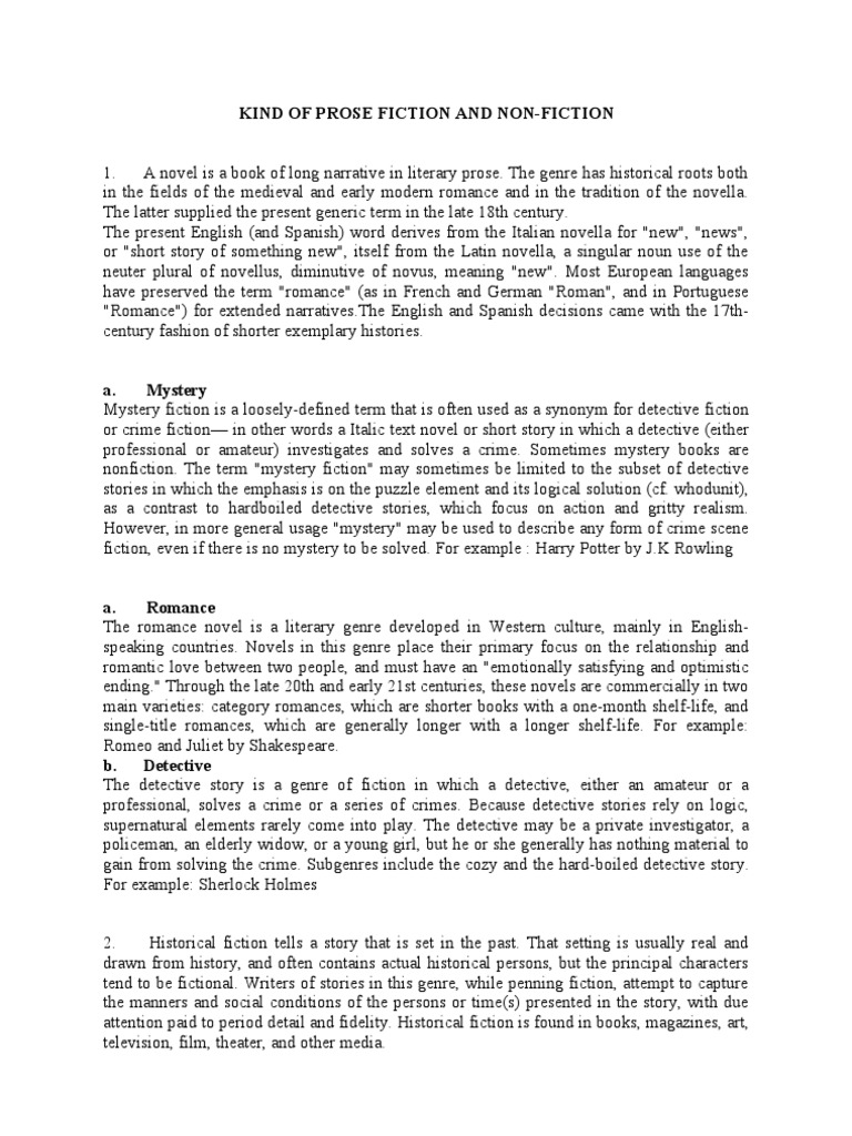 Types of Prose: Fiction and Non-Fiction | PDF | Autobiographies | Essays