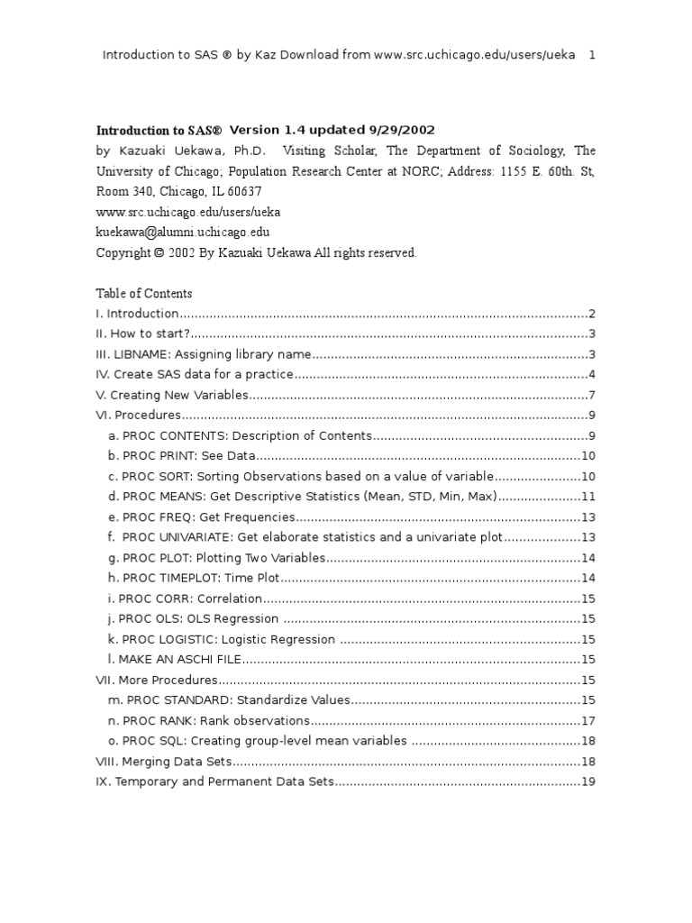 Introduction To SAS Promgramming | PDF | Sas (Software) | Ordinary ...
