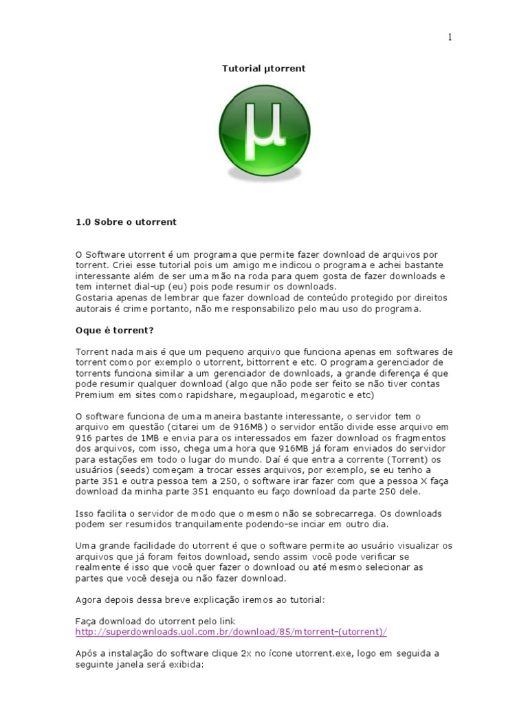 Tutorial Utorrent | PDF | Tecnologia digital | Informática