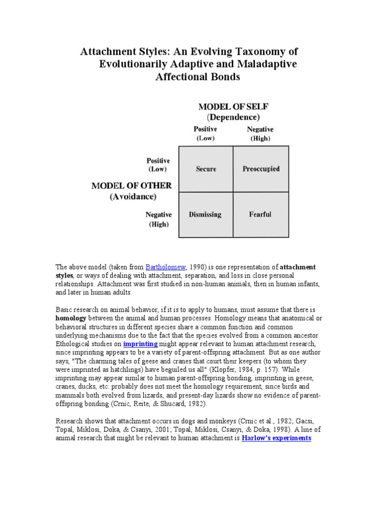 Attachment Styles: An Evolving Taxonomy of Evolutionarily Adaptive and ...