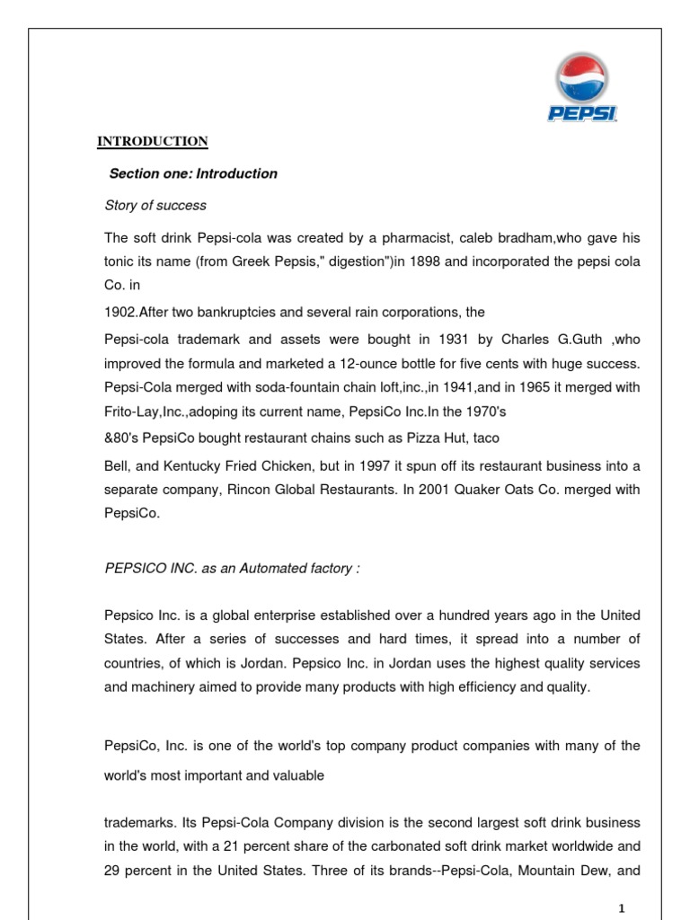 Pepsi Production Line | PDF | Pepsi Co | Beverages