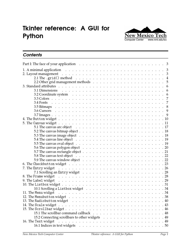 Tkinter Reference: A GUI For Python: .Grid | PDF