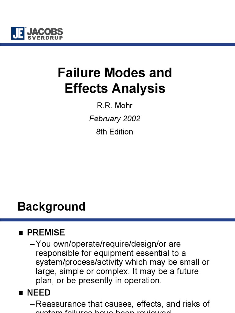 Failure Modes and Effects Analysis: R.R. Mohr | PDF | Reliability ...