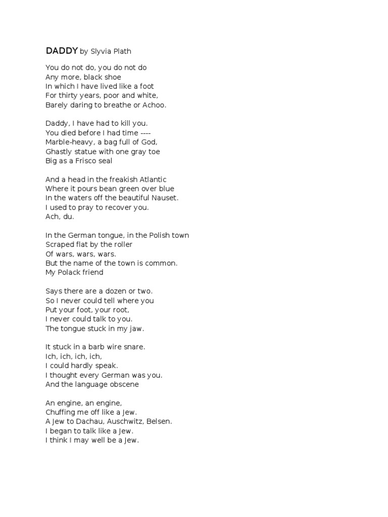 Sylvia Plath DADDY | PDF | Poetry