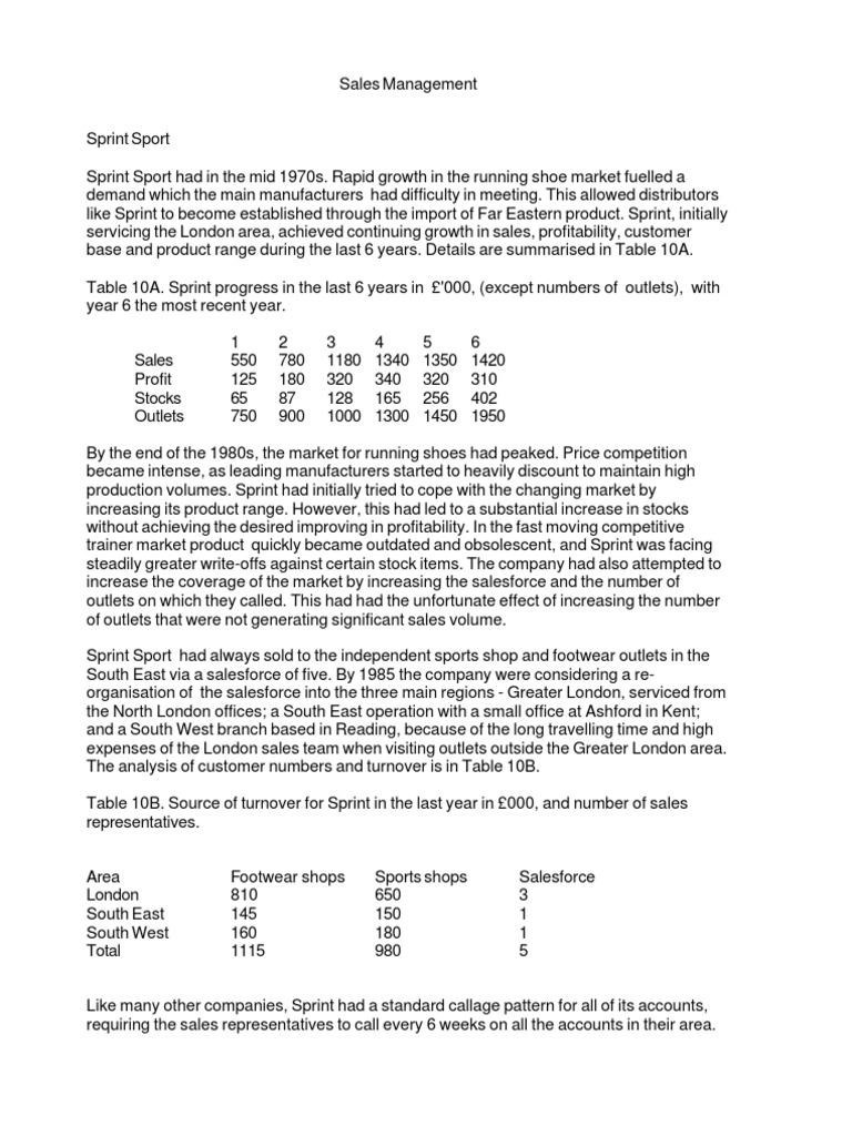 Sales Management Case Study | PDF | Sales | Retail