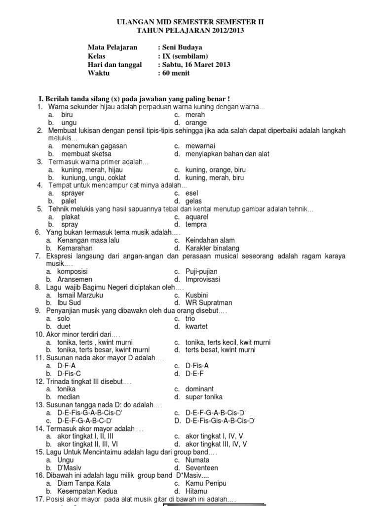 Ulangan Mid Semester Semester II | PDF