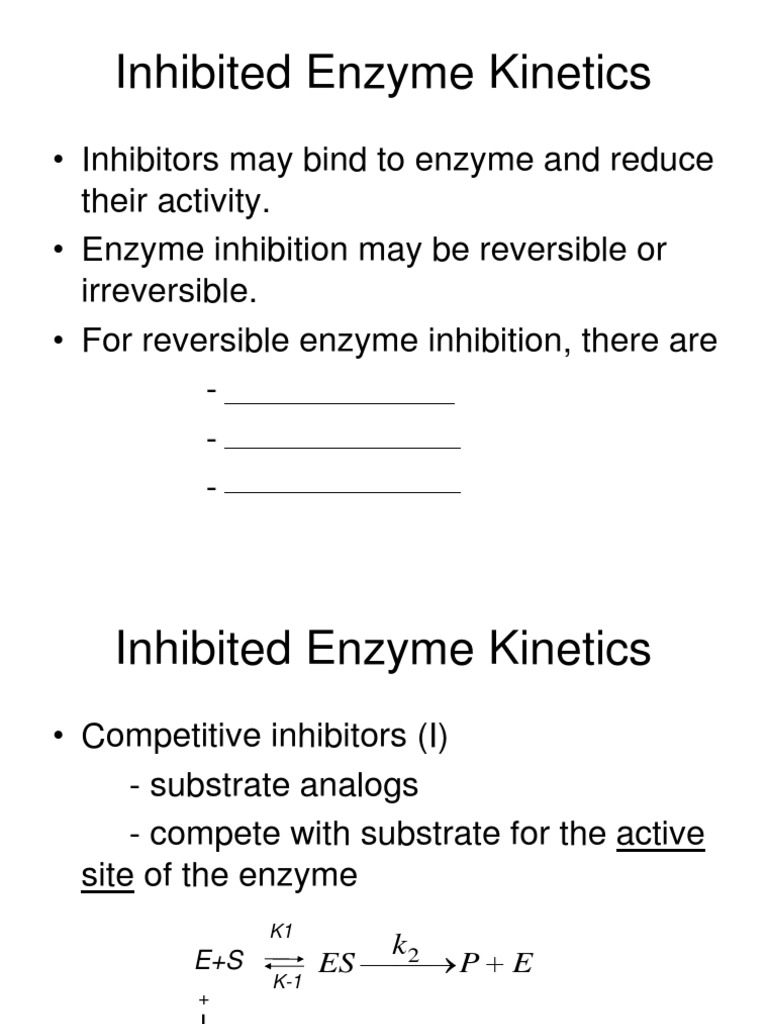 Lecture Notes Enzyme 3 Inhibition Kinetics Web | Enzyme Inhibitor ...