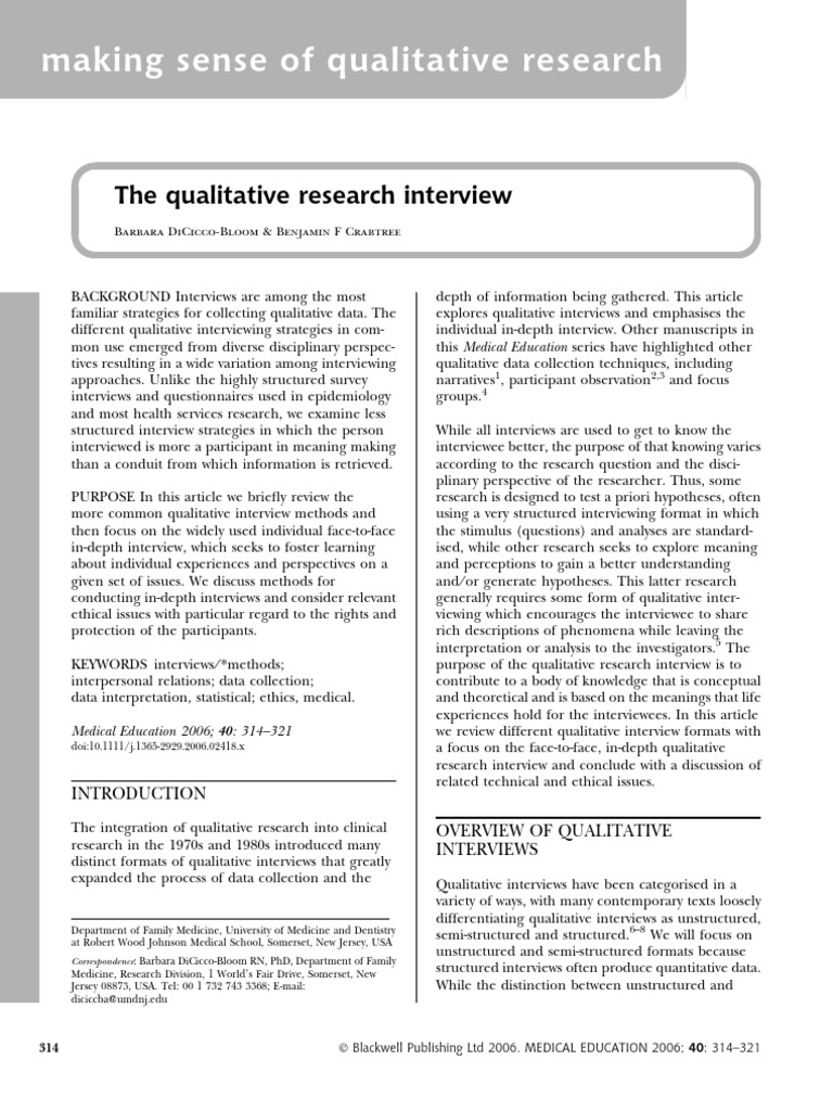 The Qualitative Research Interview | Qualitative Research | Interview