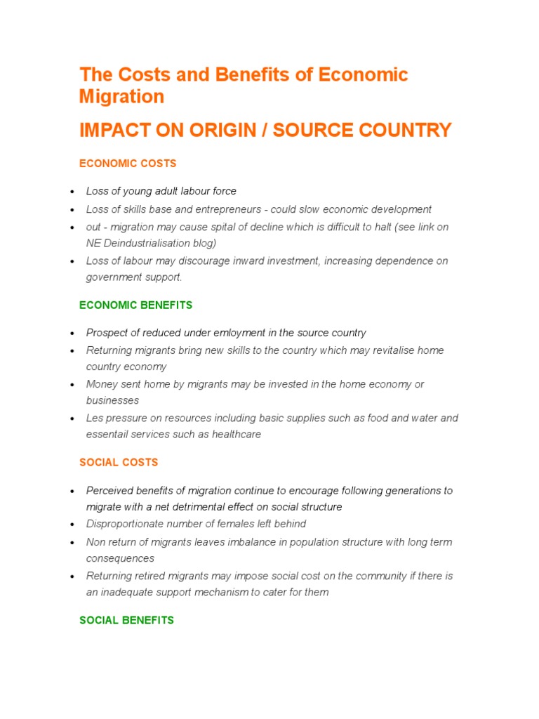 The Costs and Benefits of Economic Migration | PDF | Migrant Worker ...