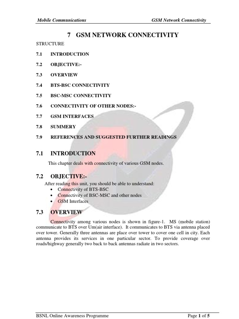 GSM Network Connectivity Overview | PDF | Mobile Telecommunications ...