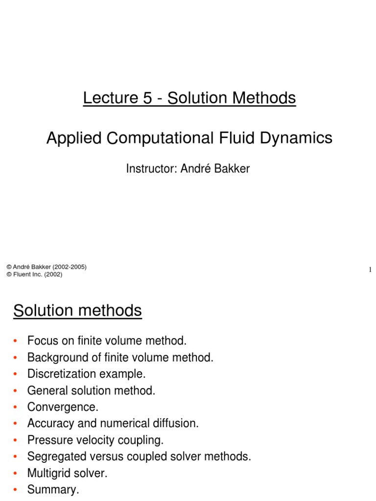 Lecture 5 - Solution Methods Applied Computational Fluid Dynamics | PDF | Computational Fluid ...