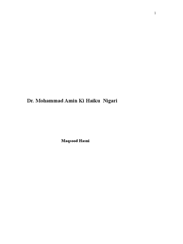 Haiku by Dr. Mohammad Amin | PDF | Wellness