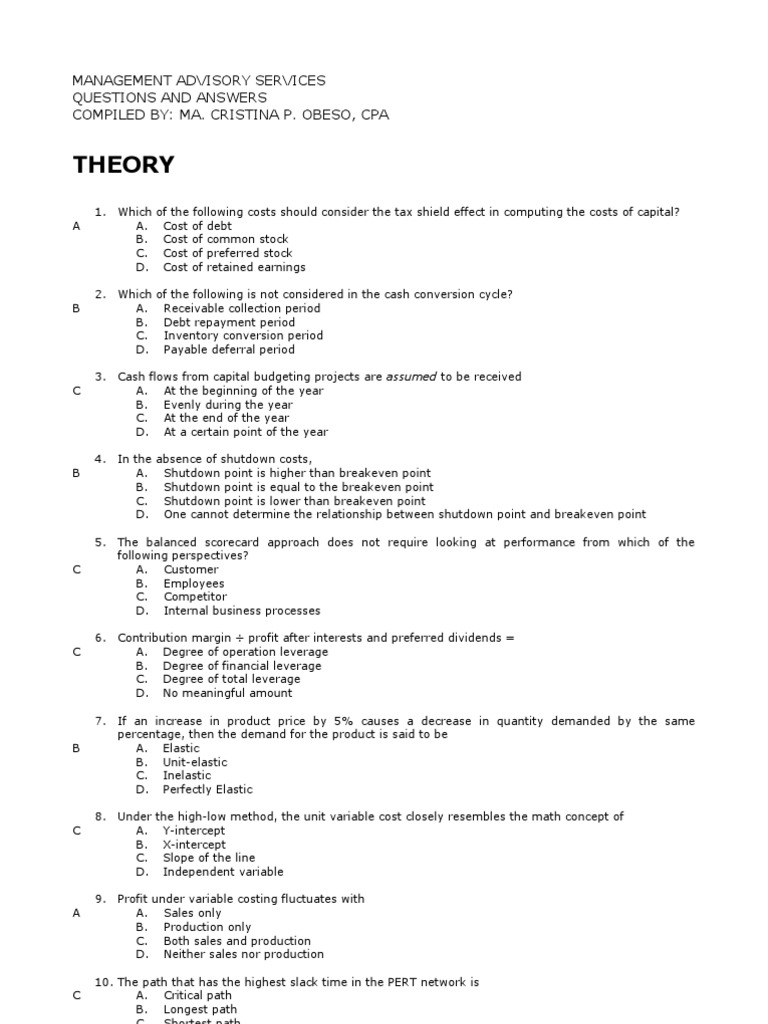 MAS Compilation of Questions | PDF | Net Present Value | Internal Rate ...