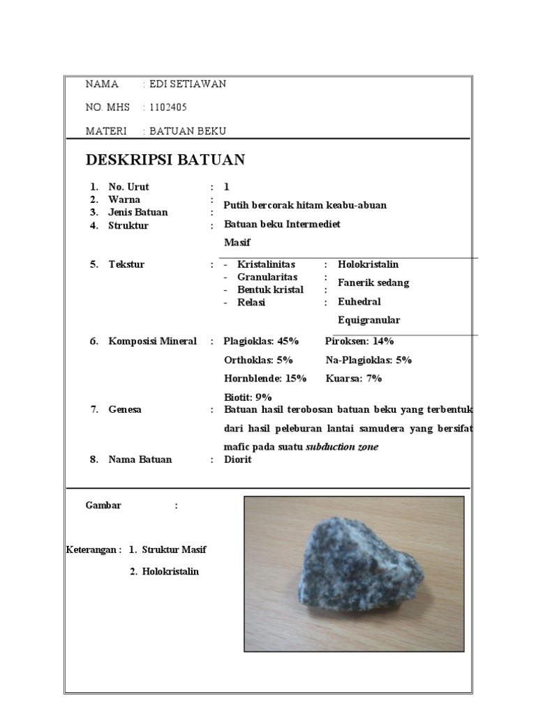 Deskripsi Batuan Beku: Dasit, Diorit Dan Gabro | PDF | Sains ...