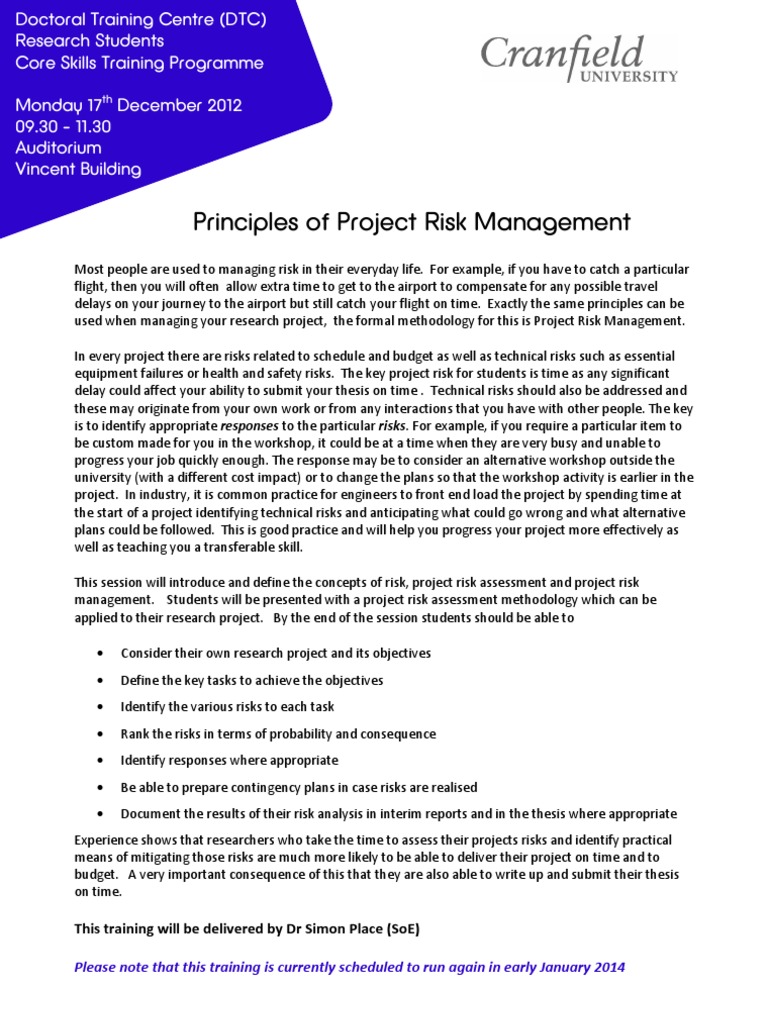 Research Project Risk Management | PDF | Career & Growth