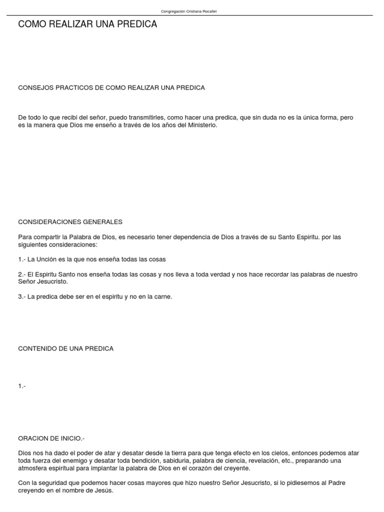 Como Armar Una Predica | PDF | Jesús | Oración
