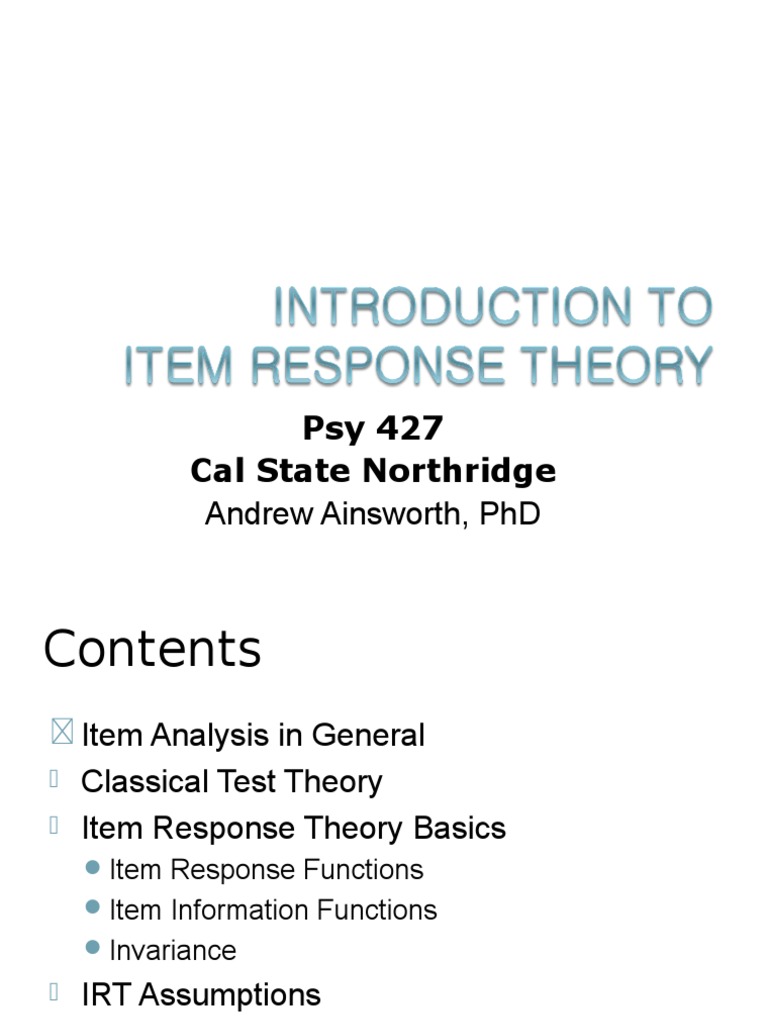Introduction To IRT | PDF | Tests | Psychological Testing