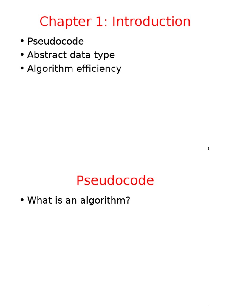 Chapter 1 Introduction Pseudocode Abstract Data Type Algorithm Efficiency Pdf 
