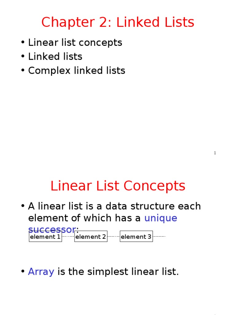 Chapter 2: Linked Lists: - Linear List Concepts - Linked Lists - Complex Linked Lists | Download ...