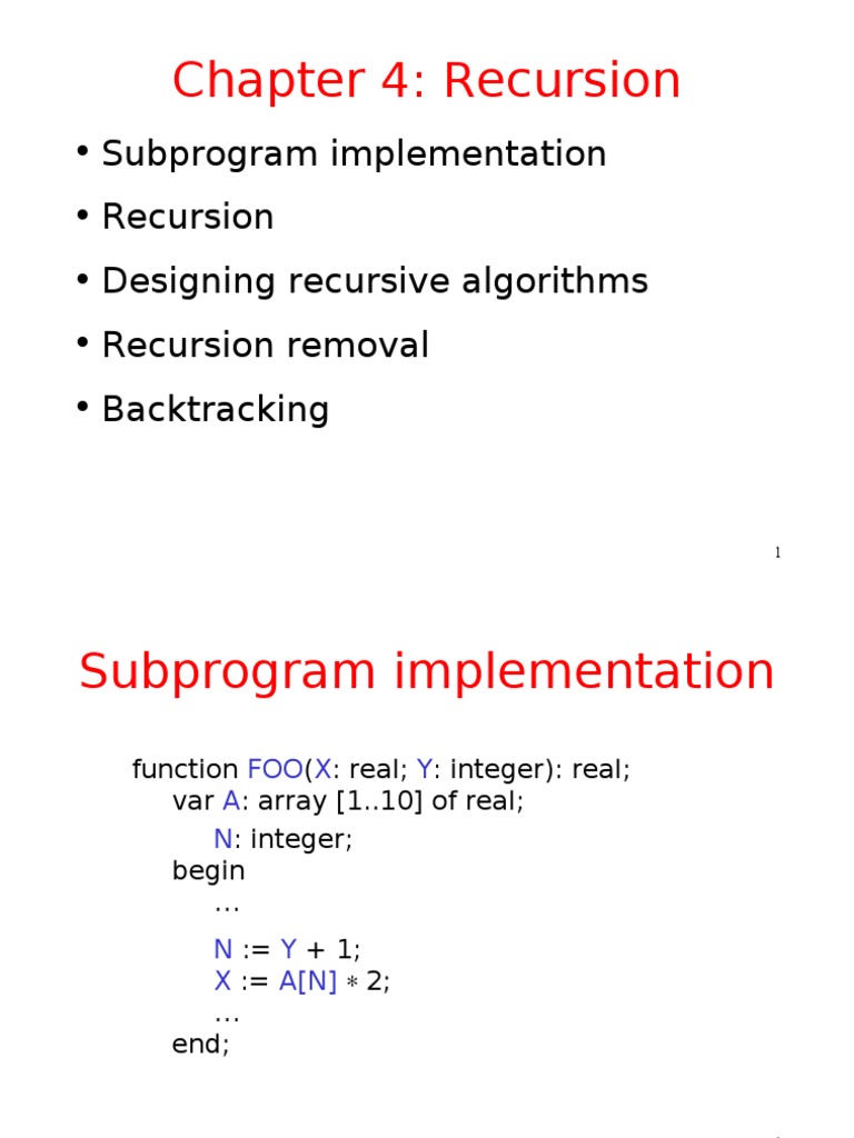Chapter 4: Recursion | PDF | Subroutine | Recursion